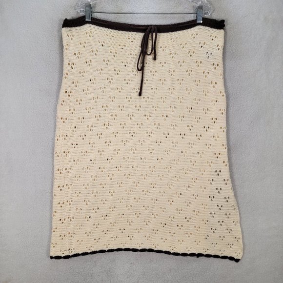 Cider | Skirts | Cider Ivory Crocheted Split Knitted Sheer Slit Sexy ...